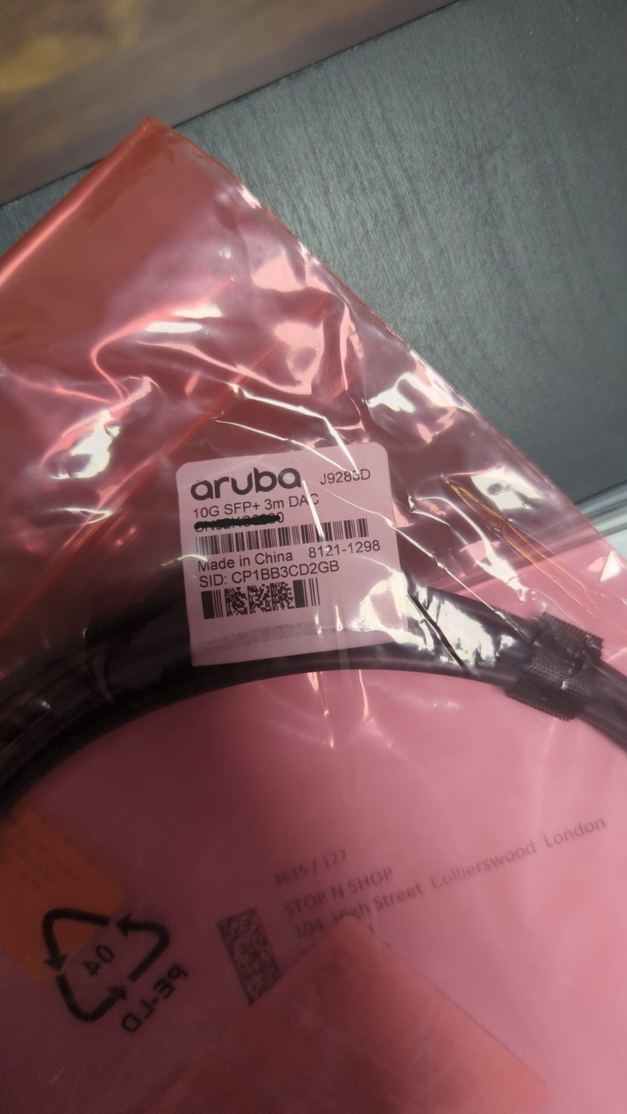 HPE Aruba J9283D Networking 10G SFP+ to SFP+ 3m - Direct Attach Copper ...