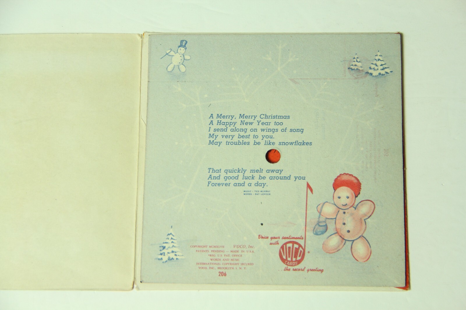 Voco Record A Recorded Merry Christmas Card - Vintage Cardboard Record ...
