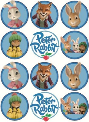 24 Peter Rabbit Cup Cake Toppers Edible Party Decorations | eBay UK