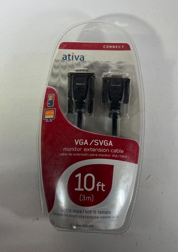 Ativa VGA/SVGA Monitor Cable 6 Feet HDB 15 Male/ HDB Male Connect ...