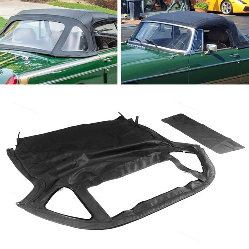 Black Soft Top Convertible Fits 1971 1972-79 80 MG MGB w/ 3Pcs Plastic ...