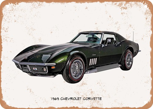 Classic Car Art - 1969 Chevrolet Corvette Oil Painting - Rusty Look ...