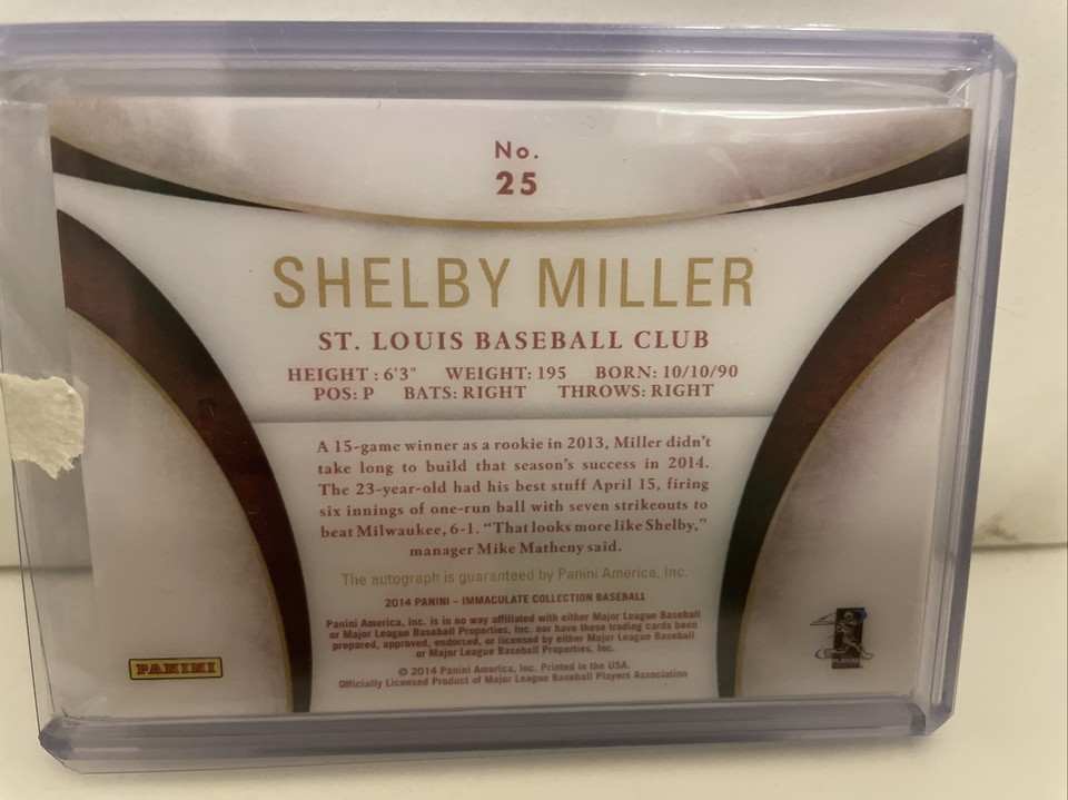 #6/10 (ONLY 10) 2014 IMMACULATE COLLECTION AUTO AUTOGRAPH SHELBY MILLER ...