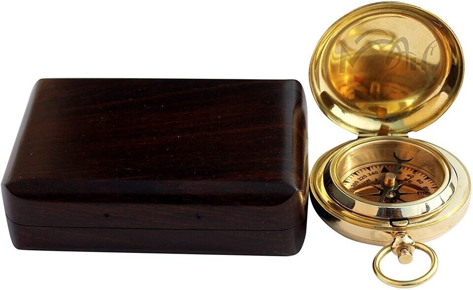 Handmade Push Button Direction Pocket Brass Compass for Birthday Gift ...