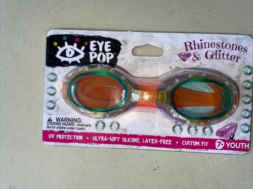 (2) Eye Pop Goggles Rhinestones and Glitter Orange/purple Swim gogles ...
