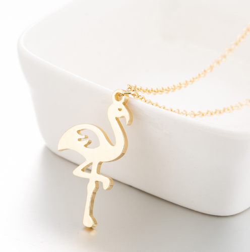 Titanium Love Gold Punk Unisex Flamingo Bird Pendant Chain Necklace | eBay