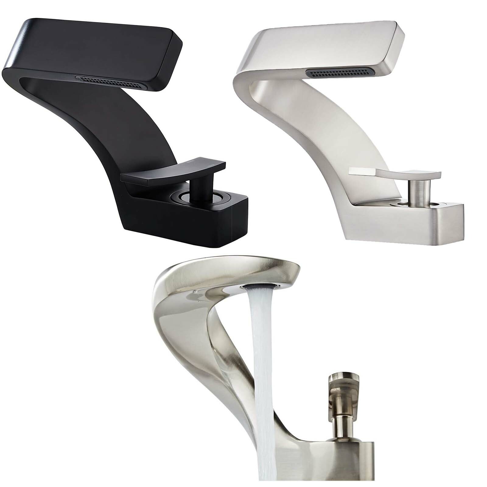 Bathroom Faucet Single Handle one Hole Waterfall Lavatory Vanity Sink ...
