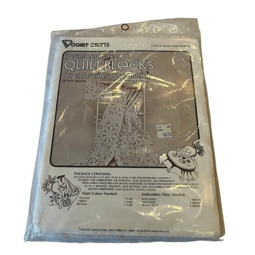 Vogart Crafts 6 Quilt Blocks for Embroidery Or Painting Star Floral ...