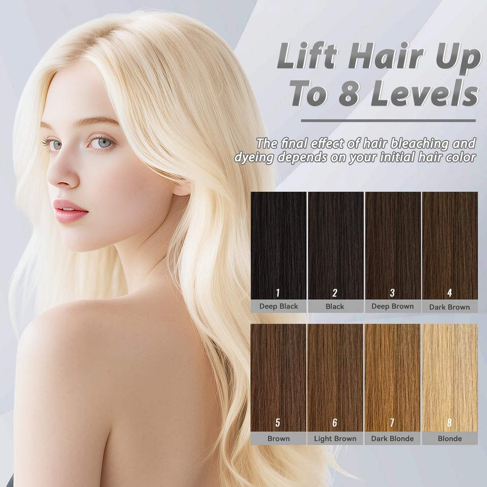 Ammonia-Free Hair Bleach Kit - Lifts Up to 8 Levels, No-Drip Lightening ...