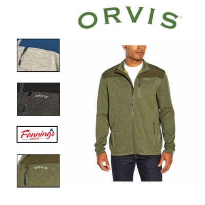 Orvis Men's Full-Zip Bonded Fleece Mesh Jacket Abrasion Resistant A35 ...