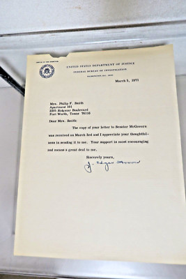 FBI Letterhead w/ Autograph Signature of J. Edgar Hoover - 1971 | eBay