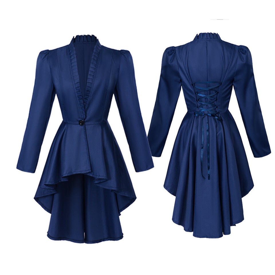 Women Retro Frock Coat Victorian Steampunk Women's Jacket Casual Lady ...