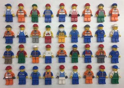 5 LEGO CONSTRUCTION MINIFIGS LOT random bulk city workers w/ 5 tool ...