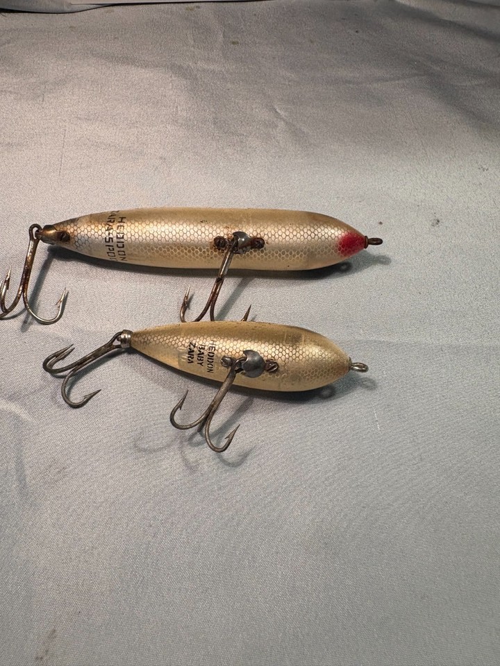 Vintage Pair Early Heddon Zara & Baby Zara Early Gold Eyes Silver Scale ...