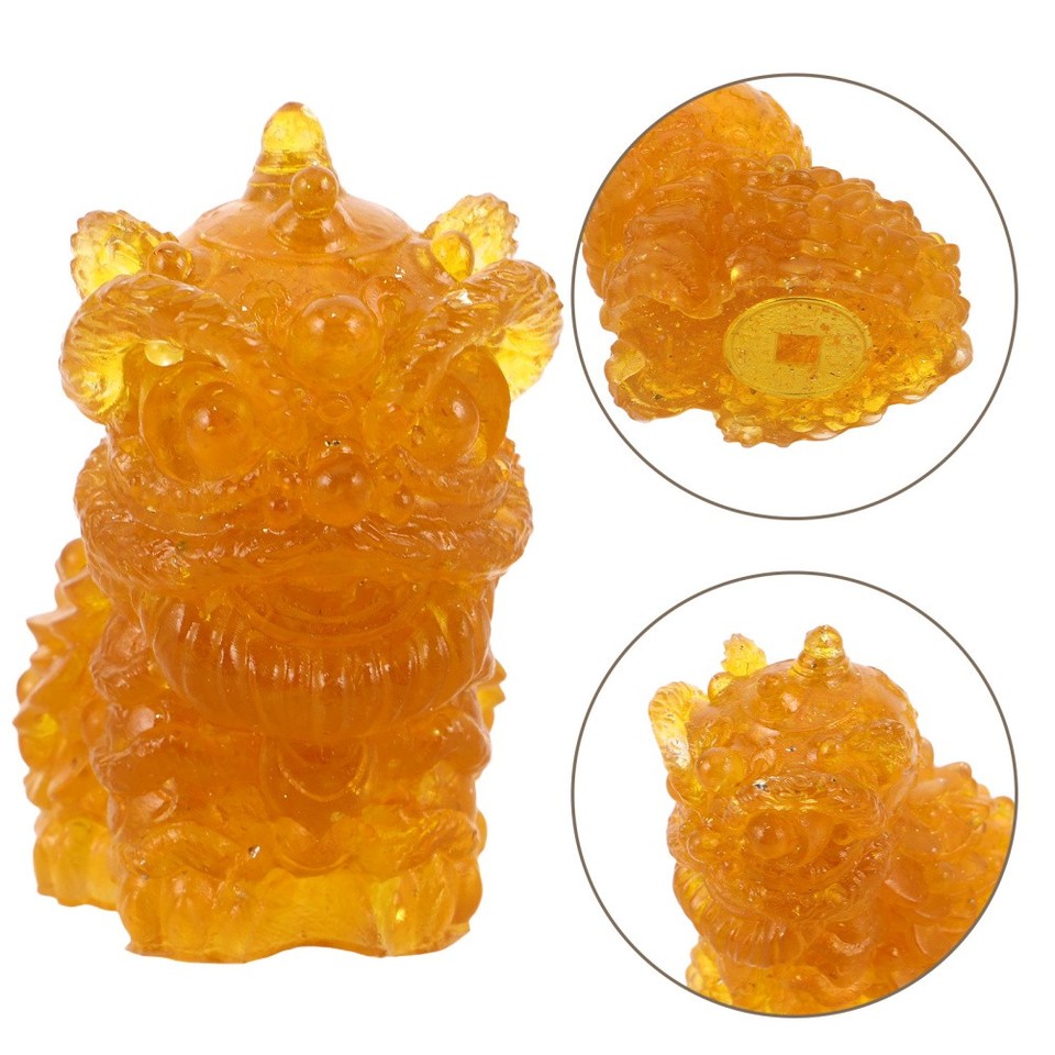 Chinese Lion Ornament Crystal Lion Dance Collectible Animal Sculpture 2 ...