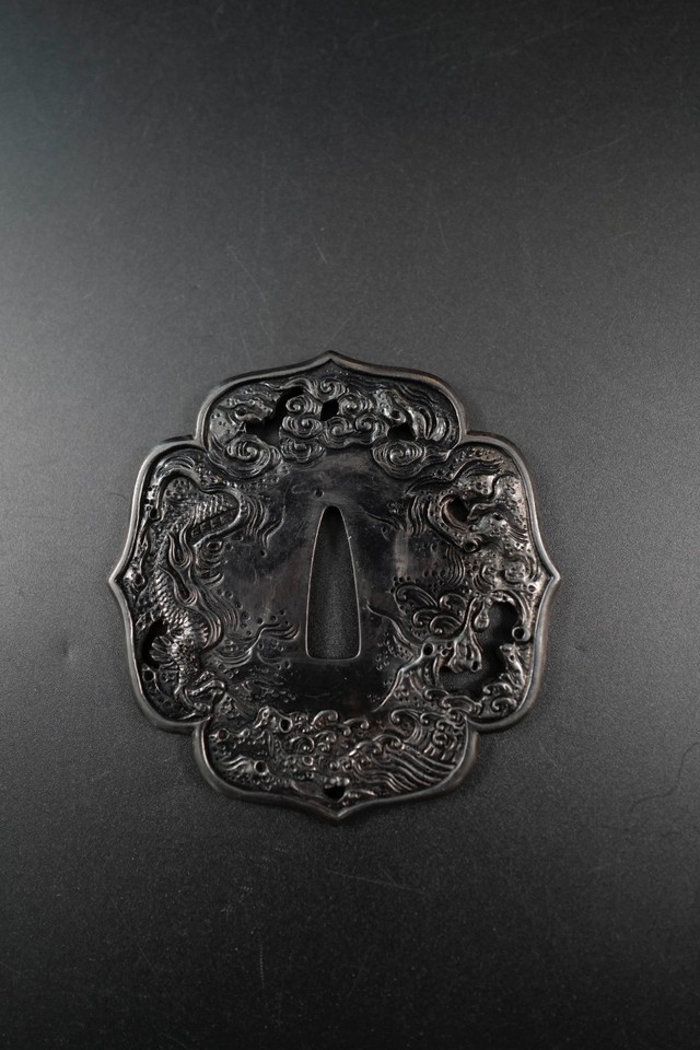 Japanese Type Wave Dragon Pattern Tsuba for Tachi and Hand-Tachi, Y165 ...