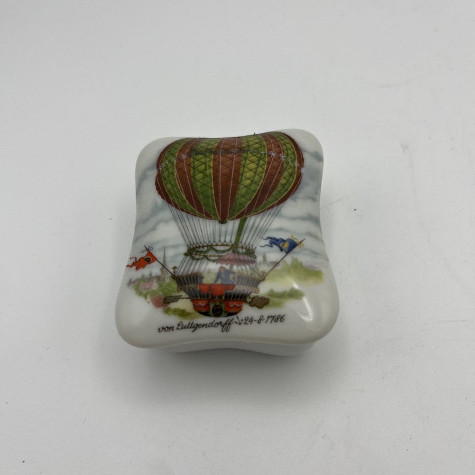 Vintage set of 4 Japan Bone Smithsonian trinket box hot air balloon ...
