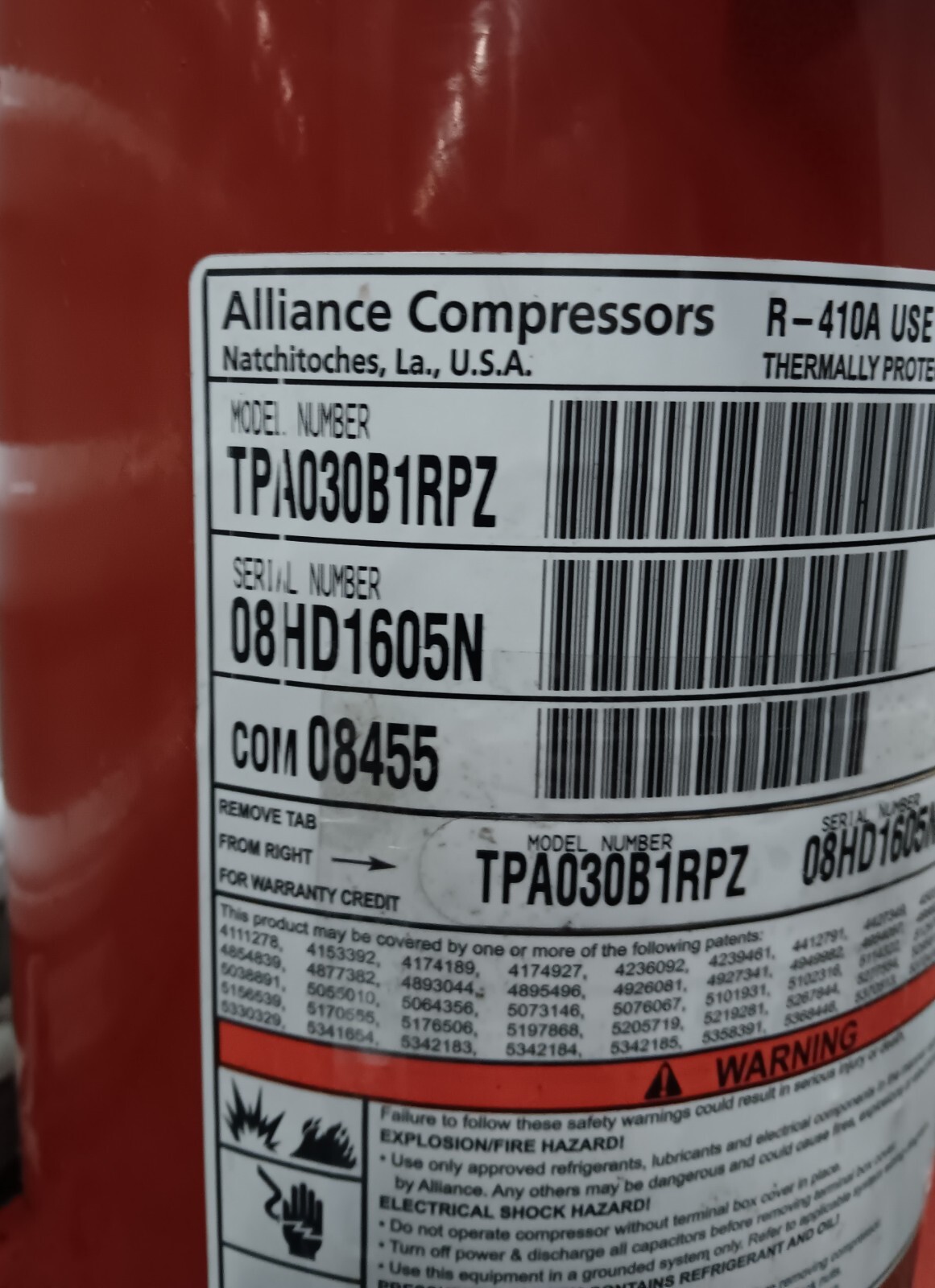 Trane 2.5 Ton R22 Central AC 2-stage Scroll Compressor TPA030B1RPZ ...