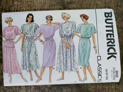 Butterick 3626 Womans Loose Fit Dress 8-10-12 Vintage 1986 Sewing ...