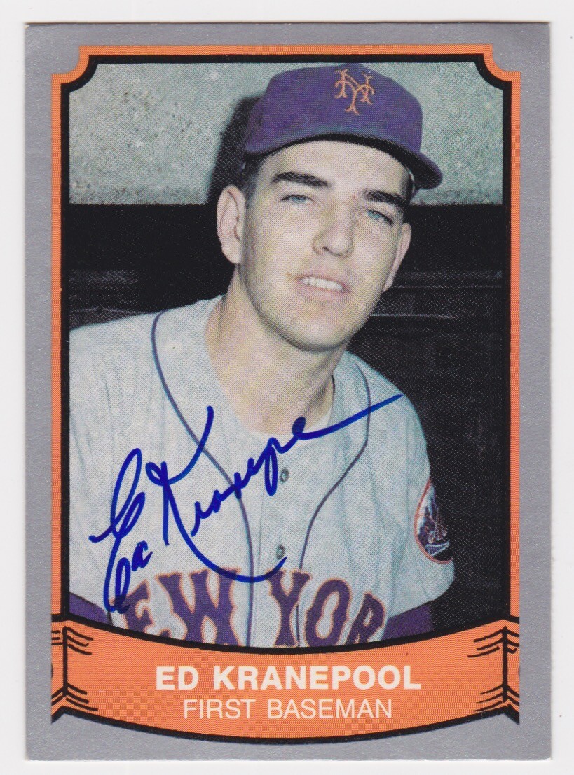 1989 PACIFIC BASEBALL LEGENDS ED KRANEPOOL NEW YORK METS SIGNED CARD ...