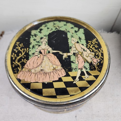 VTG 1920s Body Powder Tin Vanity Box Black Courtship Scene Metal ...