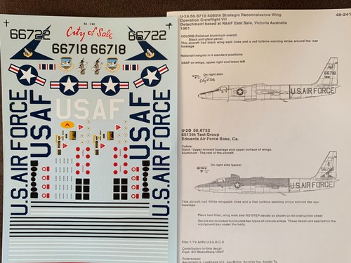 1/48 Microscale LOCKHEED U-2 Operation Crowflight, USAF Test. Nose Art ...
