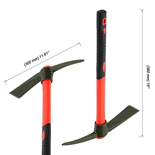 2 Pack 15 Inch Pick Mattock Hoe, Garden Tool Pickaxe Forged Steel ...