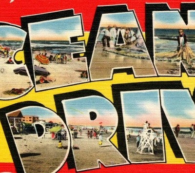 Large Letter greetings from OCEAN DRIVE BEACH SC Linen Vintage Postcard ...
