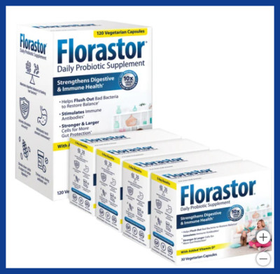 Florastor Daily Probiotic with Vitamin D3, 120 Vegetarian Capsules, Exp ...
