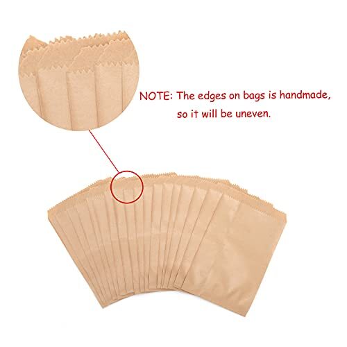 100 Pack 3x5 Inches Natural Kraft Paper Bags for Bakery Cookies Treats ...