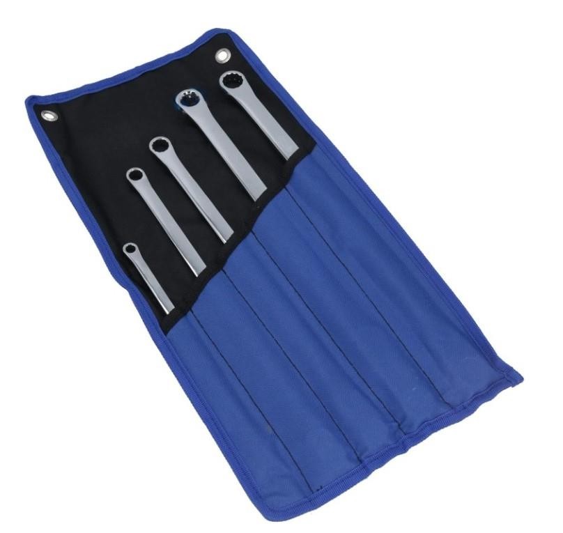 5pc Spanner Set Extra Long Ring Long Reach Spanners 12 Point 8mm-19mm ...