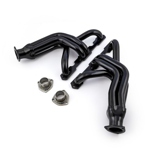 Chevy SBC 350 1955-57 Tri-5 Mid Length Black Headers Straight Plug ...
