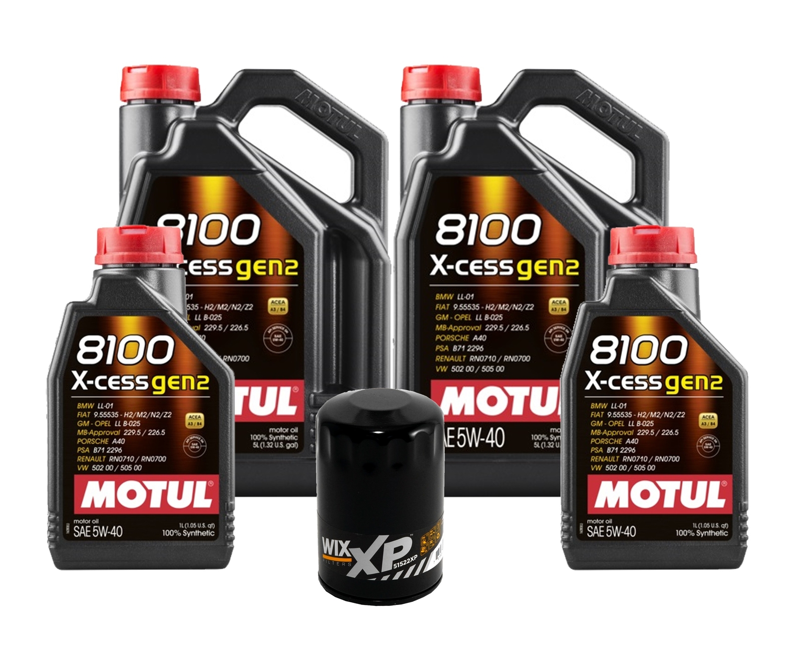 12L Motul 8100 X-CESS GEN2 5W-40 Wix XP Filter Motor Oil Change Kit API ...