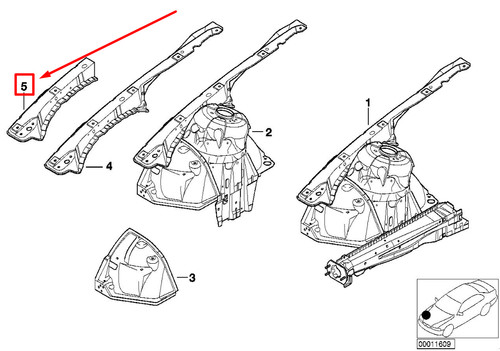 NEW BMW 3 E46 LEFT REINFORCEMENT SECTION 41118237611 8237611 ORIGINAL ...
