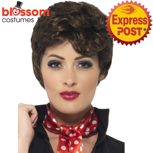 W457 Rizzo Brown Curly Wig Grease Licensed Ladies 1950s Grease Costume ...