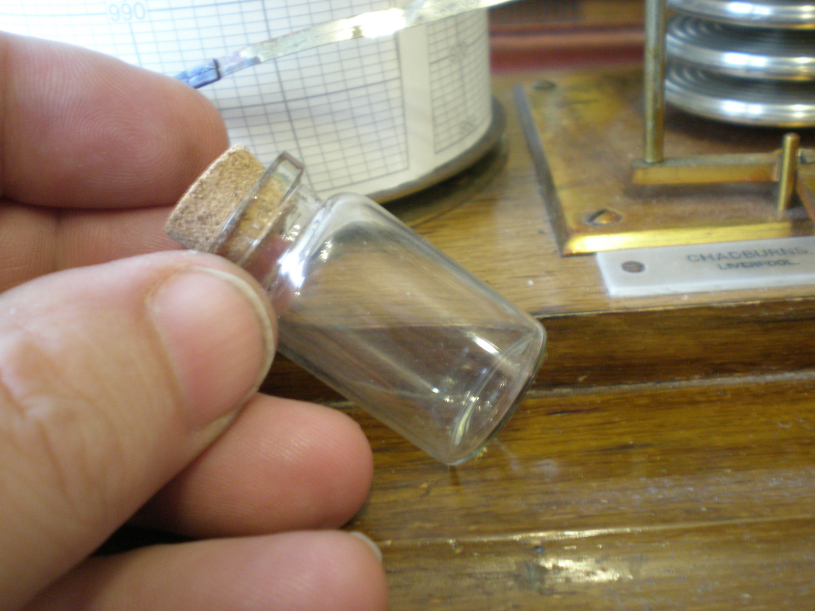 Glass Ink Bottle & Cork for Barograph / charts nibs barometer clock ...