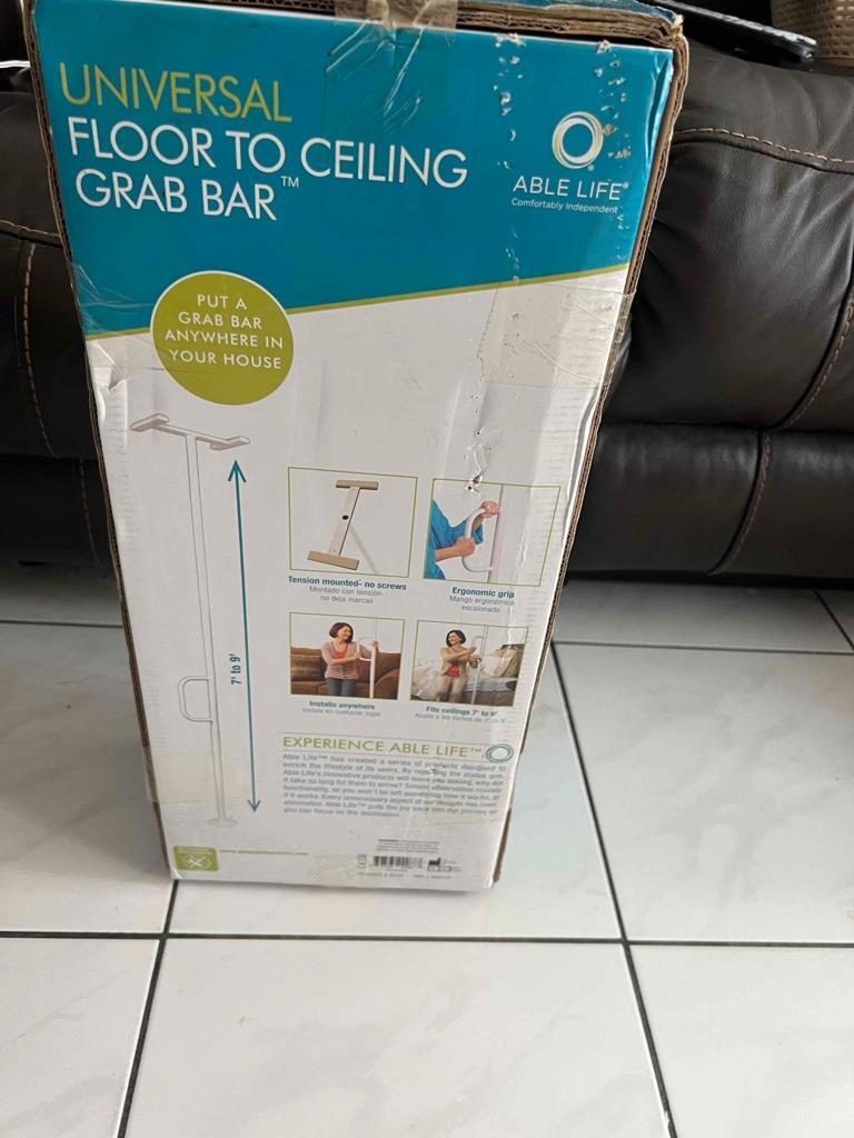Able Life Comfortably Independent Universal Floor To Ceiling Grab Bar ...