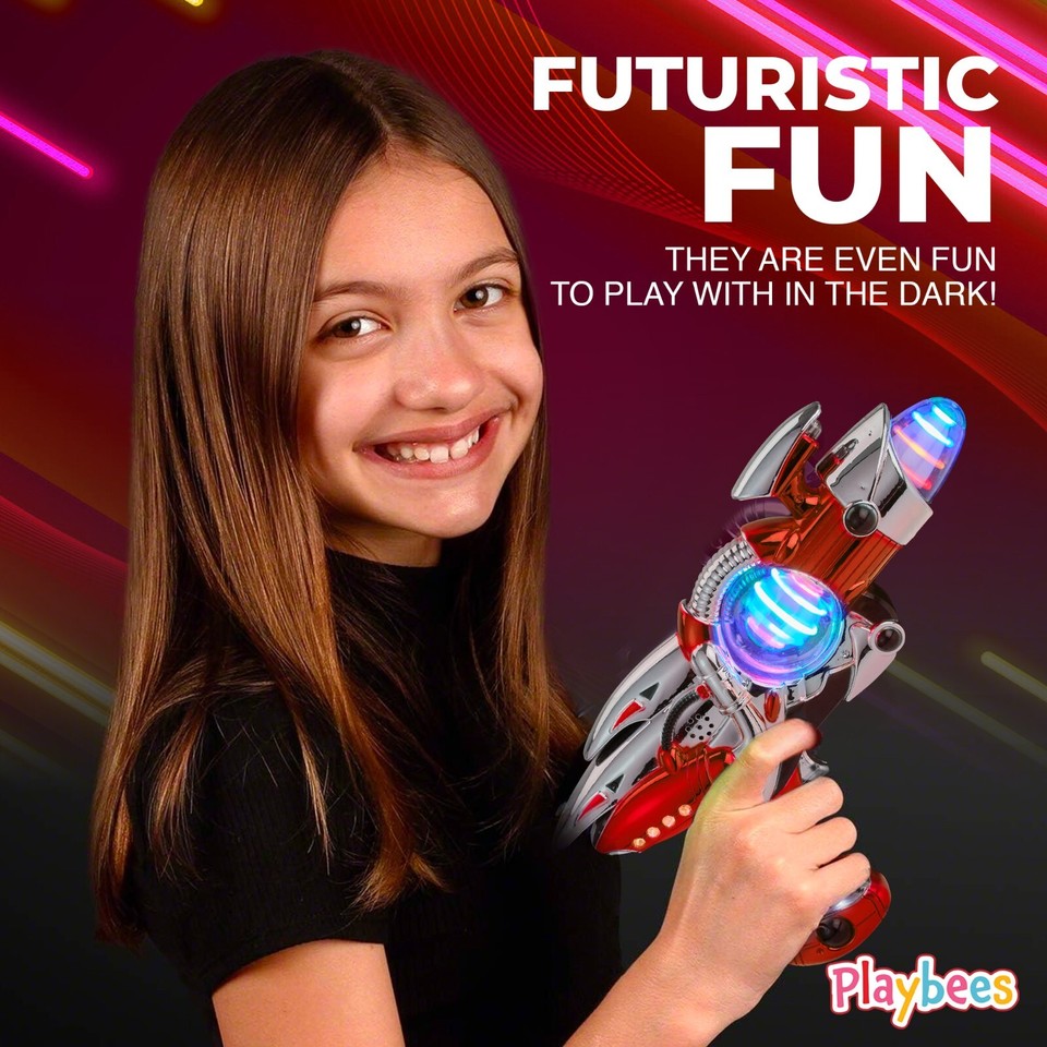 Light-Up Noise Blaster - Red - 11.5 Inches - Super Spinning Space Sound ...