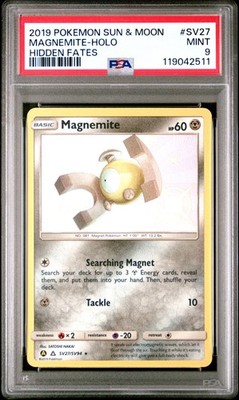 Magnemite-Holo Hidden Fates PSA 9 2019 Pokemon Sun & Moon Hidden Fates ...