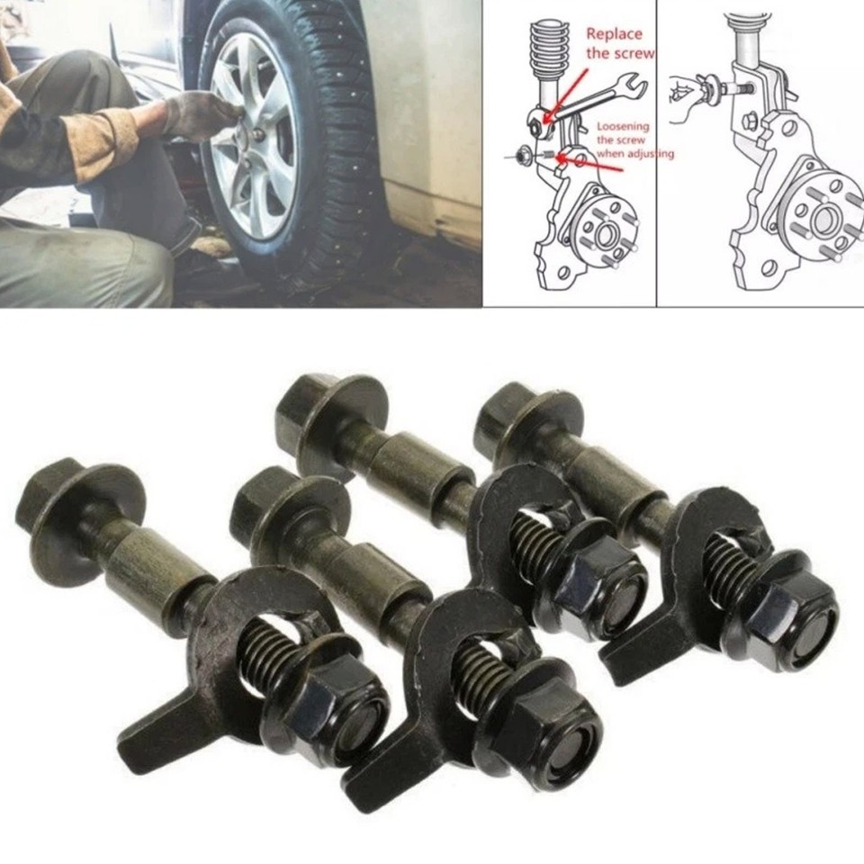 Car Front Left & Right Camber Alignment 12mm Adjustable Cam Bolts Kit 4 ...
