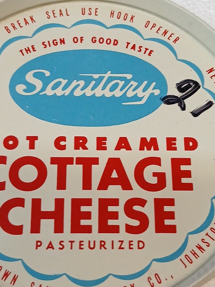 Sanitary Dairy Johnstown PA Not Creamed Cottage Cheese Container Lid ...