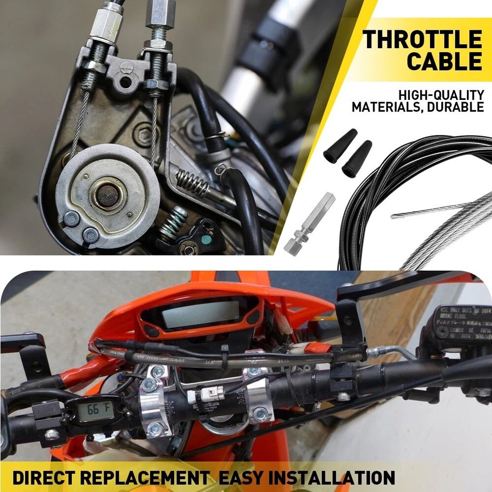 Universal 5 Metres DIY Throttle Cable Kit Nipples Ferrules Motorbike ...