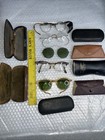 Antique Eye Glasses Lot of 4 w/lenses 1 Sunglass clip 7 Cases All Very ...
