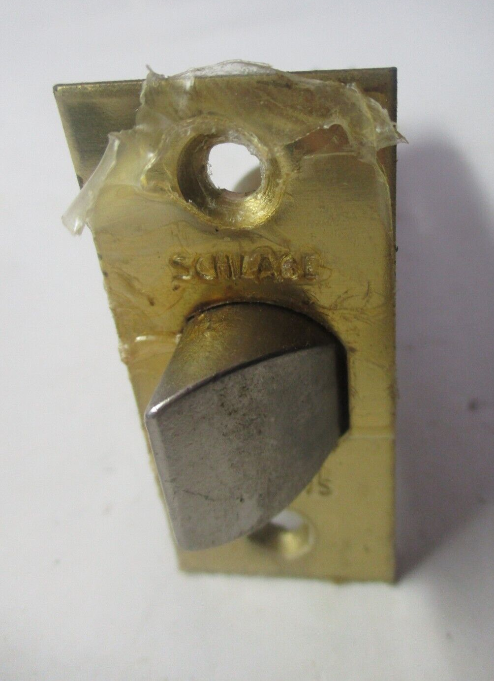 Schlage USA F40N Geo 605 Privacy Door Knob Set Bright Brass Setback 2-3 ...