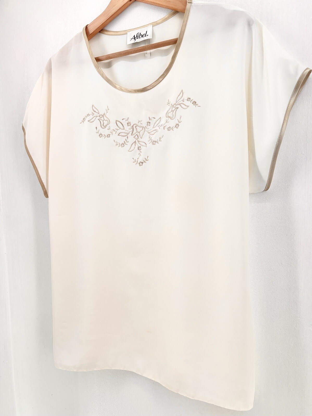 Afibel Women Plain Matt Gold Floral Thin Casual Relaxed Blouse Top Size ...