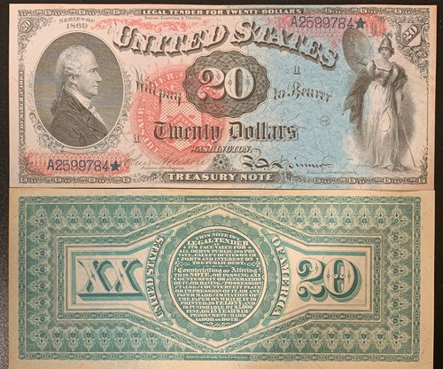 Reproduction $20 United States Note 1869 Hamilton “Rainbow Note ...