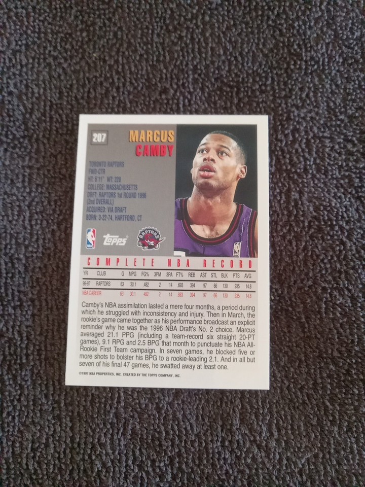 1997 Topps Marcus Camby Toronto Raptors Basketball Card #207 | eBay