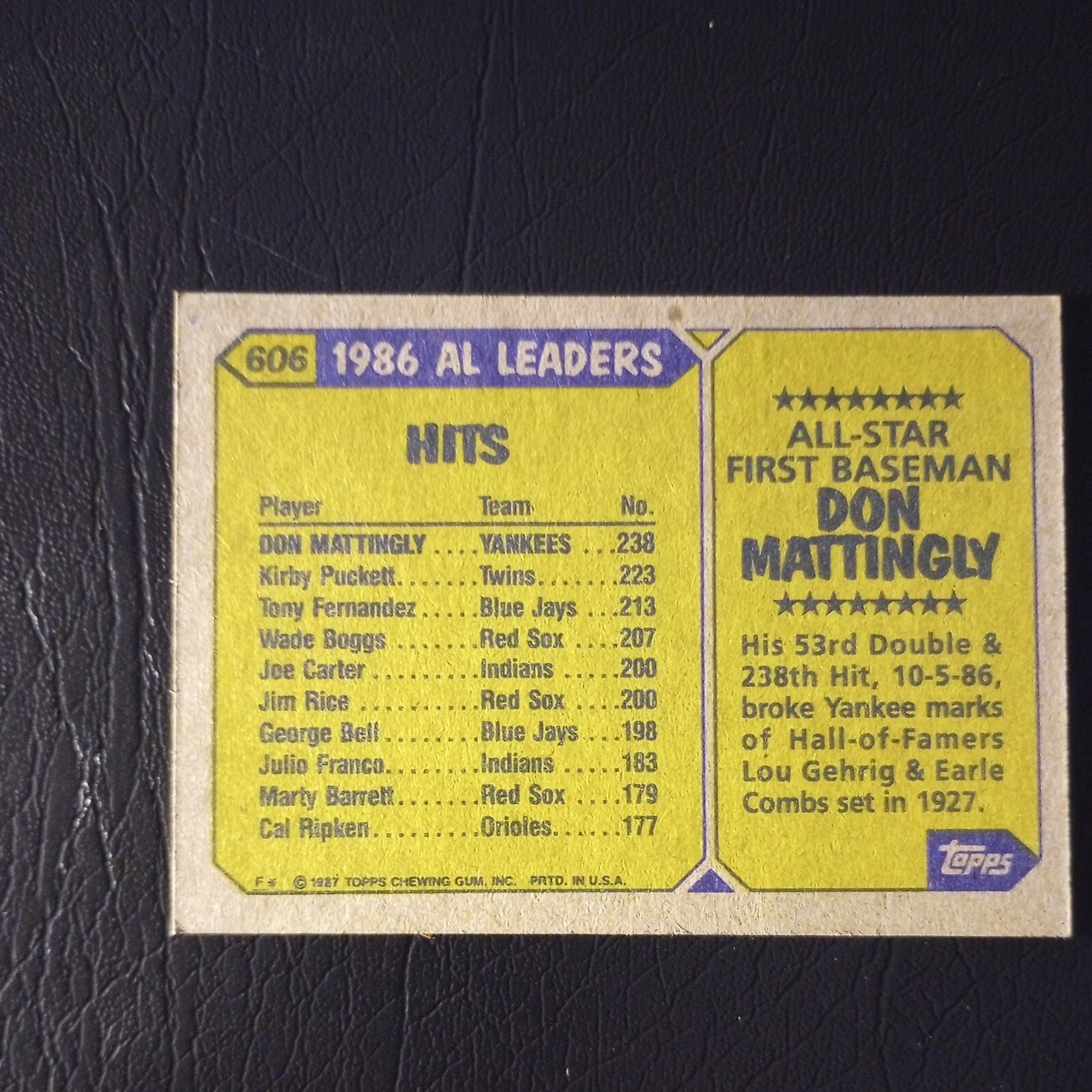 1986 topps number 606 Don Mattingly DOUBLE MUSTACHE | eBay