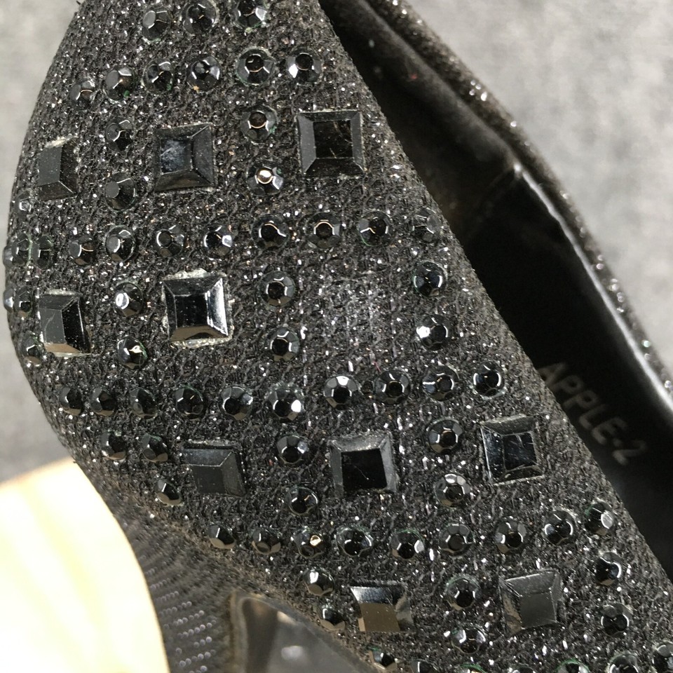 Top Moda Heels Womens 6 Rhinestone Pump Platform Stiletto Black Faux ...