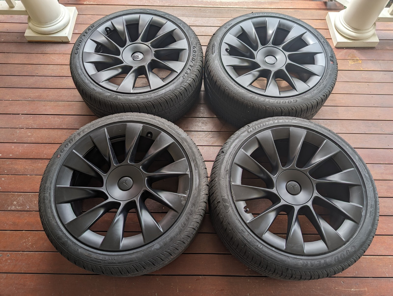 Tesla Model Y 20" Induction Wheels & Goodyear Eagle F1 Tires Set TPMS ...
